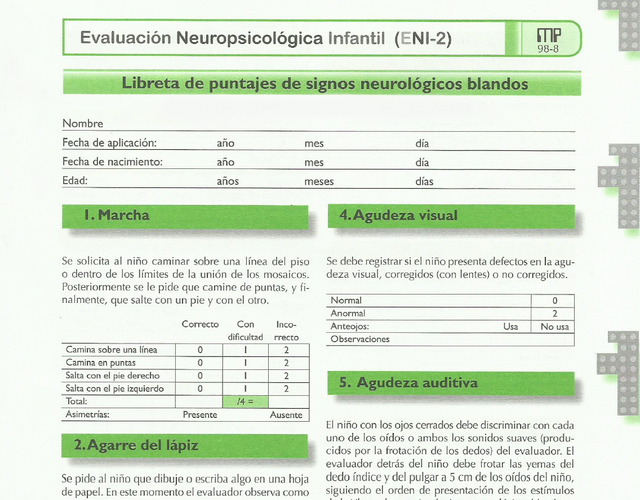 SOFTWARE ENI 2 EVALUACIÓN NEUROPSICOLÓGICA INFANTIL + TEST ENI 2