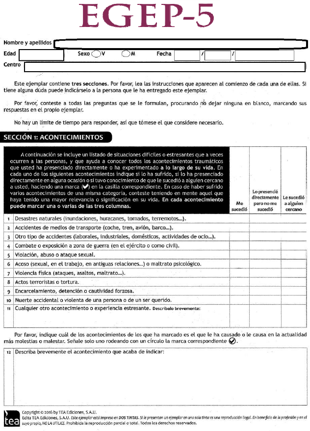 Software Egep 5 Evaluación Global De Estrés Postraumático - Corrección ...