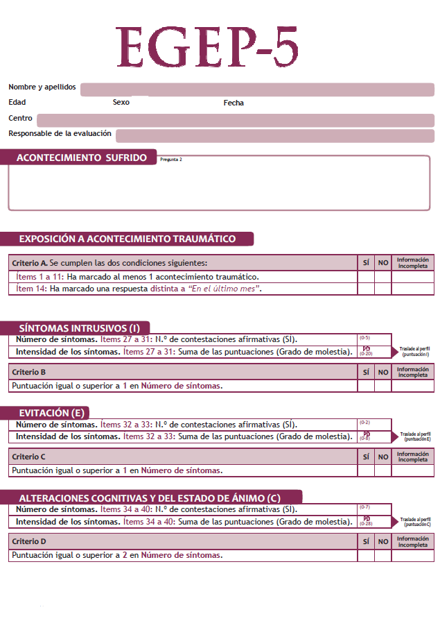 Software Egep 5 Evaluación Global De Estrés Postraumático - Corrección con Software