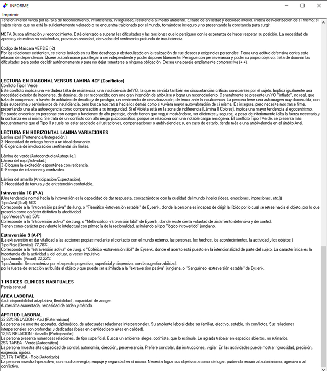 TEST LUSCHER - 8 Y 16 COLORES Corrección con Software