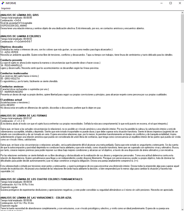 TEST LUSCHER - 8 Y 16 COLORES Corrección con Software