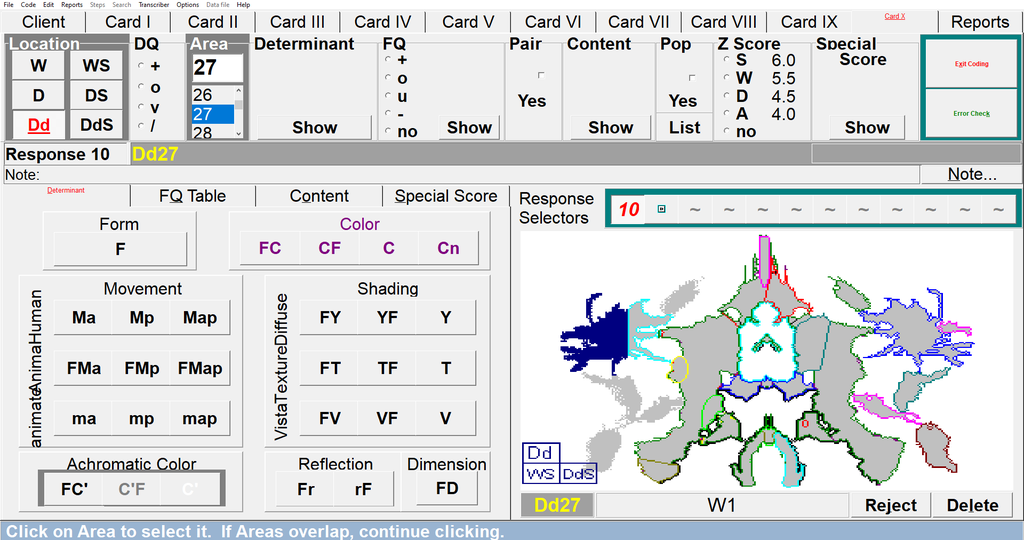 test Rorschach Corrección con Software con Informe