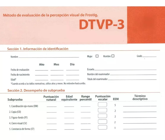 Dtvp 3 Método Evaluación De La Percepción Visual De Frostig Corrección ...
