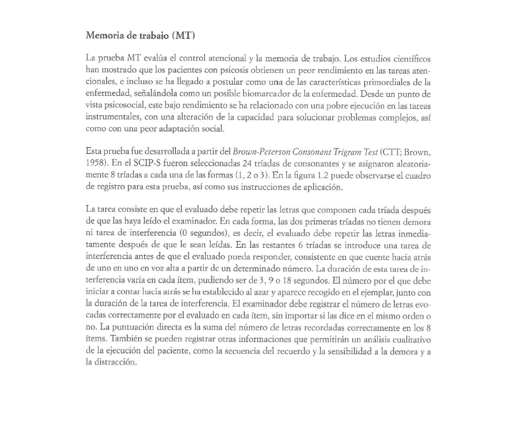 Scip-s Screening Del Deterioro Cognitivo En Psiquiatría