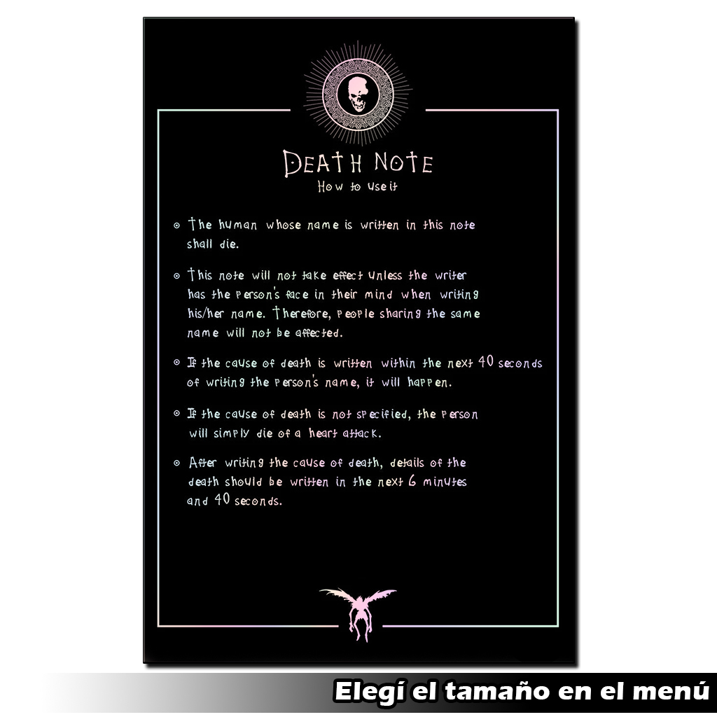 Death note how to use - Cuadro Holofoil