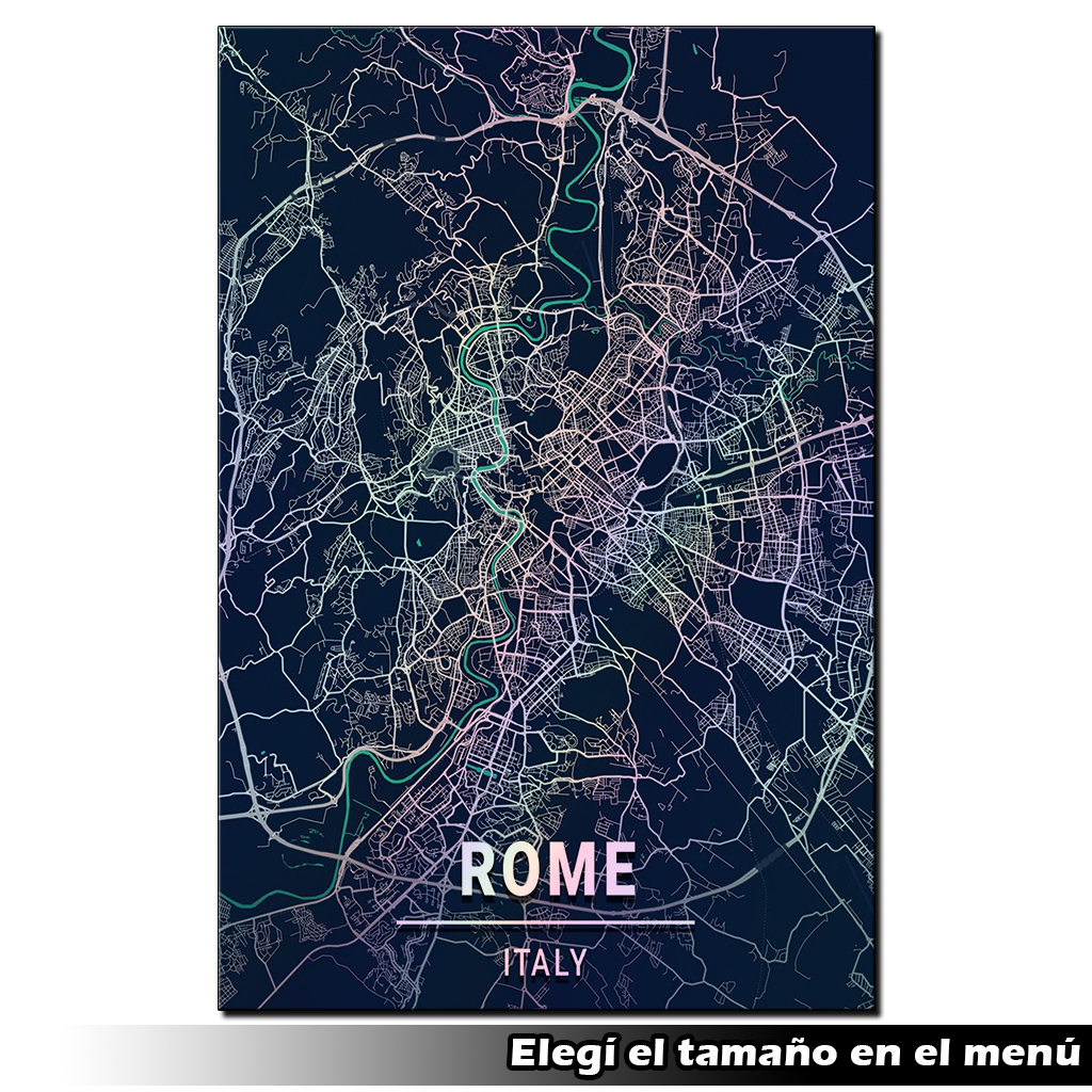 Rome Map - Cuadro Holofoil - El Refugio Regalos