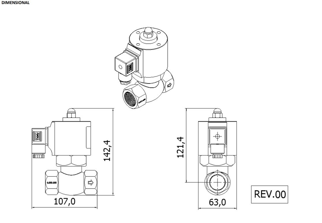 Válvula solenoide 14681 2 vias NF rosca 3/4" 220VCA P/ Vapor até 180