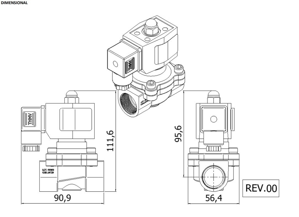 Válvula solenoide 14729 2 vias N.F rosca 3/4" 220VCA para Uso geral