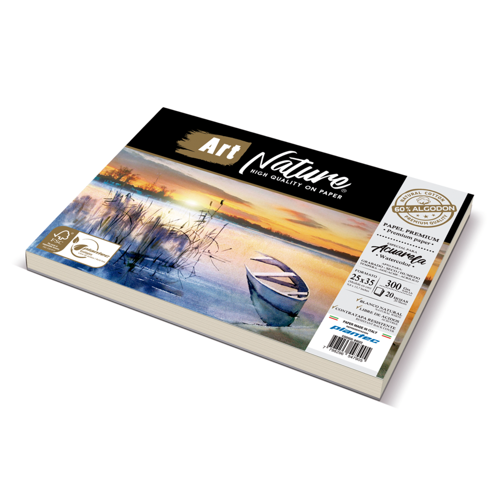 Papel Acuarela Block Art Nature 60% Algodón 25x35 300gr 20h