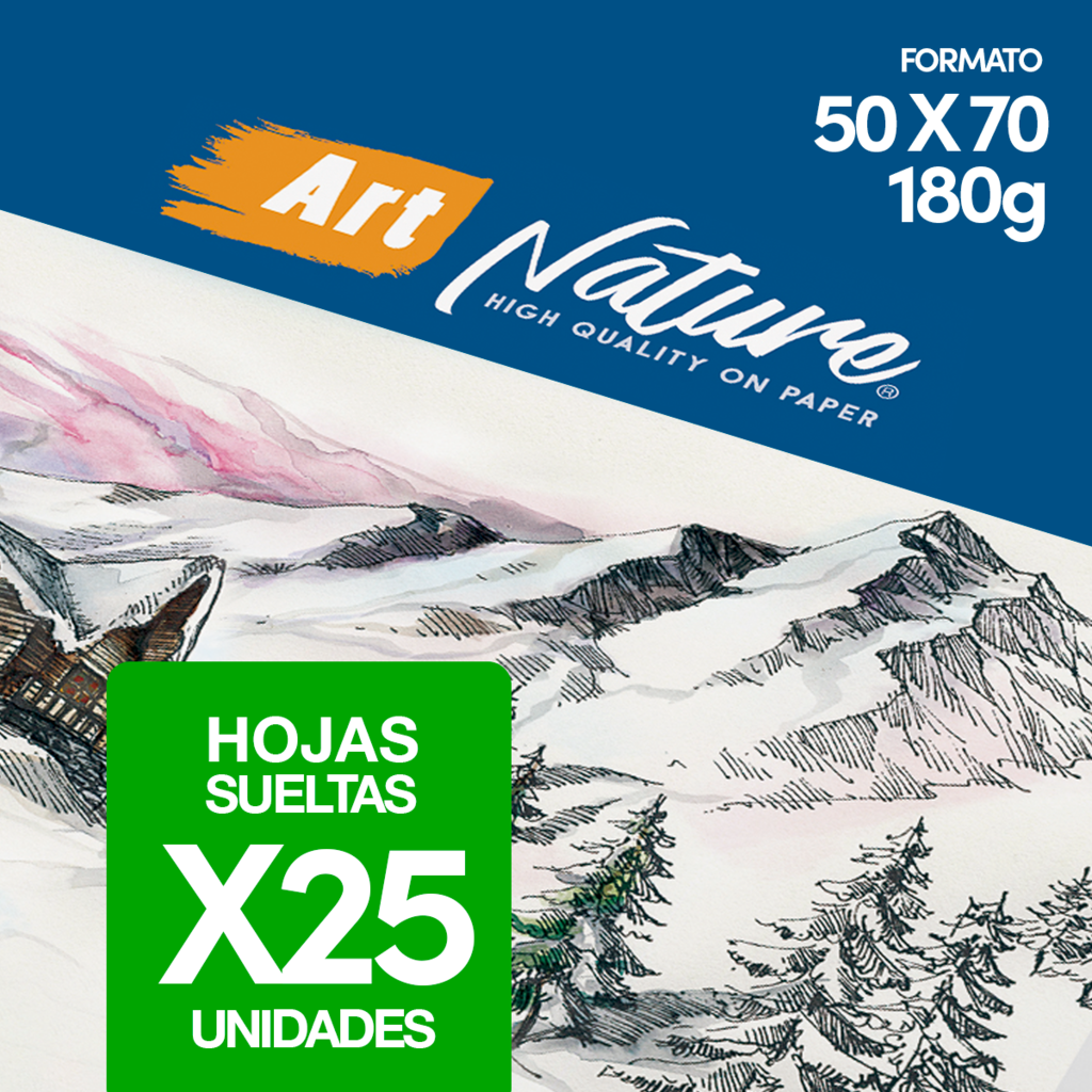Papel Para Acuarela Art Nature 180gr 50x70 25 Hojas