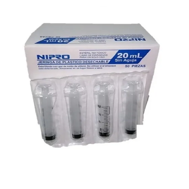 Jeringa de 20 ml sin aguja 50 pz NIPRO