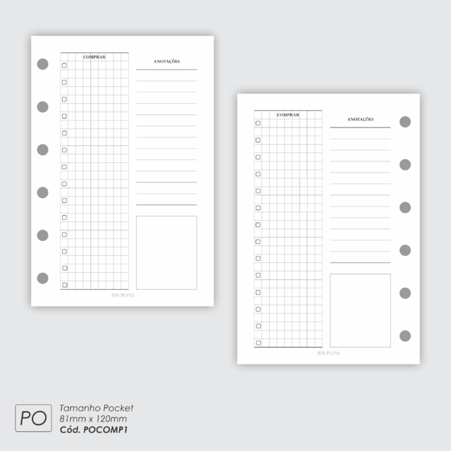 INSERT COMPRAS POCKET - Cod. POCOMP1 - Jess Plans