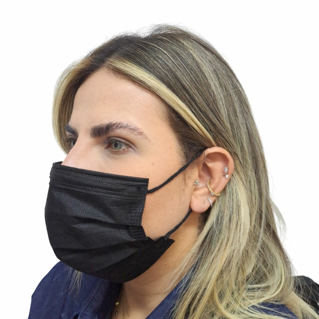 MÁSCARA DESCARTÁVEL TNT TRIPLA PRETA C/ 50 UNBELAMASK