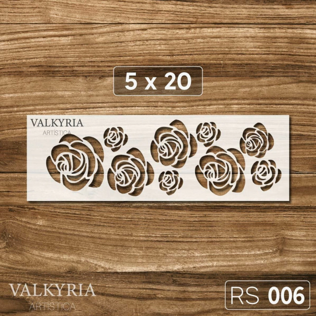 Stencil "Rosas Rococó" 5 x 20 | Impronta Stencils