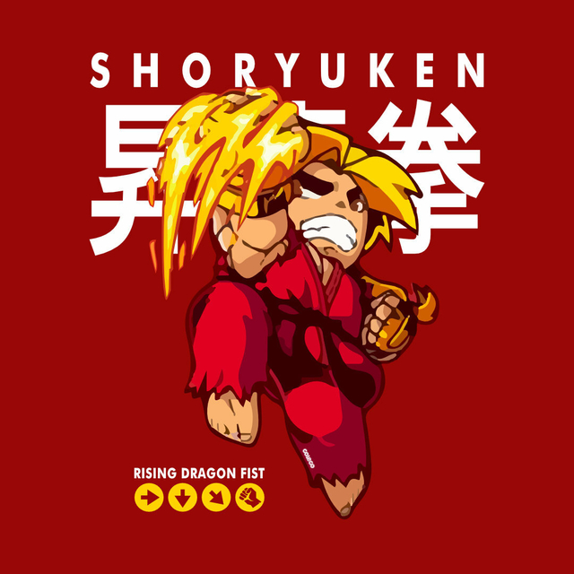 Camiseta Street Fighter Shoryuken com Ken - Retro Games