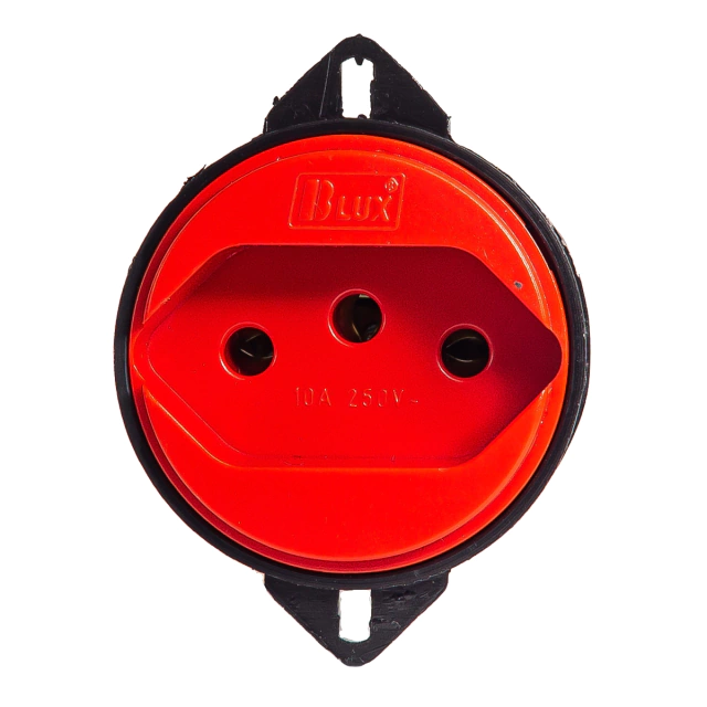 Tomada para Piso de 3 Pinos 10A Redonda 9775 Blux - Vermelho