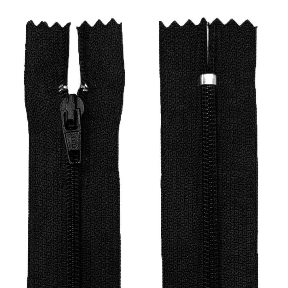 Zíper Nylon Fixo N.3 45cm Preto