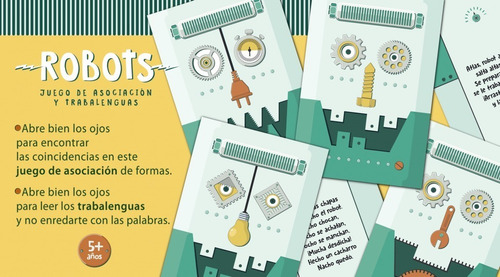 Robots Juego Asociación Visual Trabalenguas Cartas Educativ