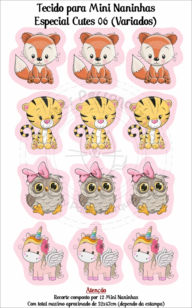 Recorte Em Tecido Mini Naninha Cutes 06 Variados