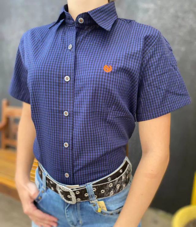 CAMISETE FEMININA COUNTRY WAY AZUL MARINHO MANGA CURTA