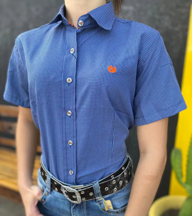 CAMISETE FEMININA COUNTRY WAY AZUL MARINHO MANGA CURTA