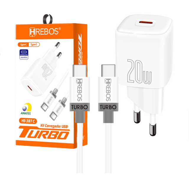Carregador Hrebos 20W Com Cabo USB-C 1M - HS-387C