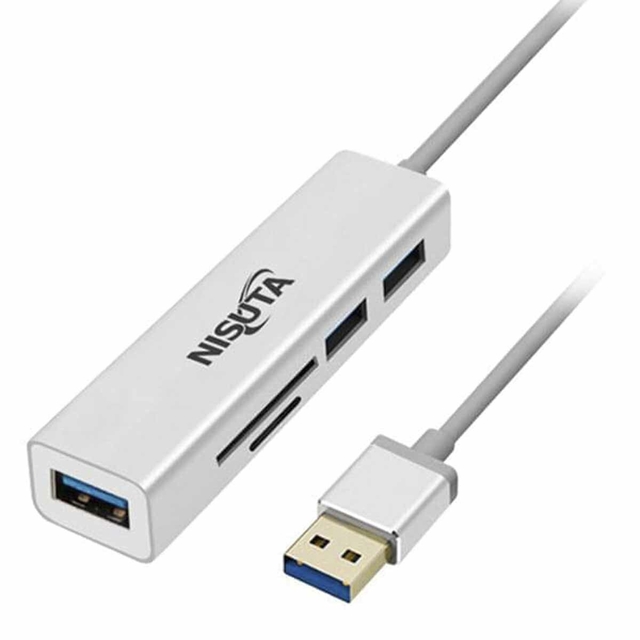 Docking Nisuta USB 3.0 a Hub 3 Puertos USB y Lector SD NS-UADUT