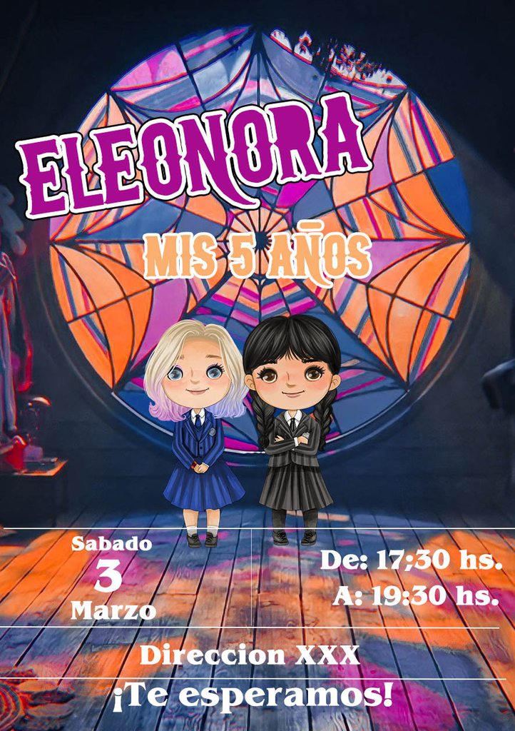 Invitacion Digital Merlina Addams - Lapin de Papier