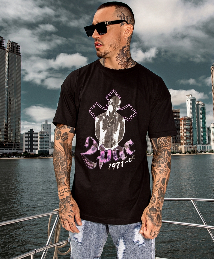 Camiseta 2Pac Cross Purple - Comprar em Mais71