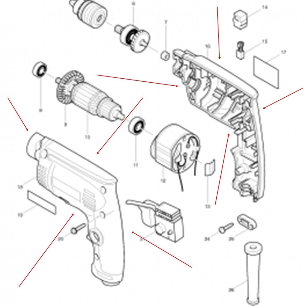CAIXA DO MOTOR COMPLETO PARA MDP201 - 188403-9 - MAKITA