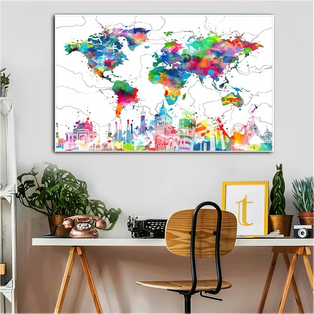 Quadro Mapa Mundi Abstrato - Comprar em Podium Quadros