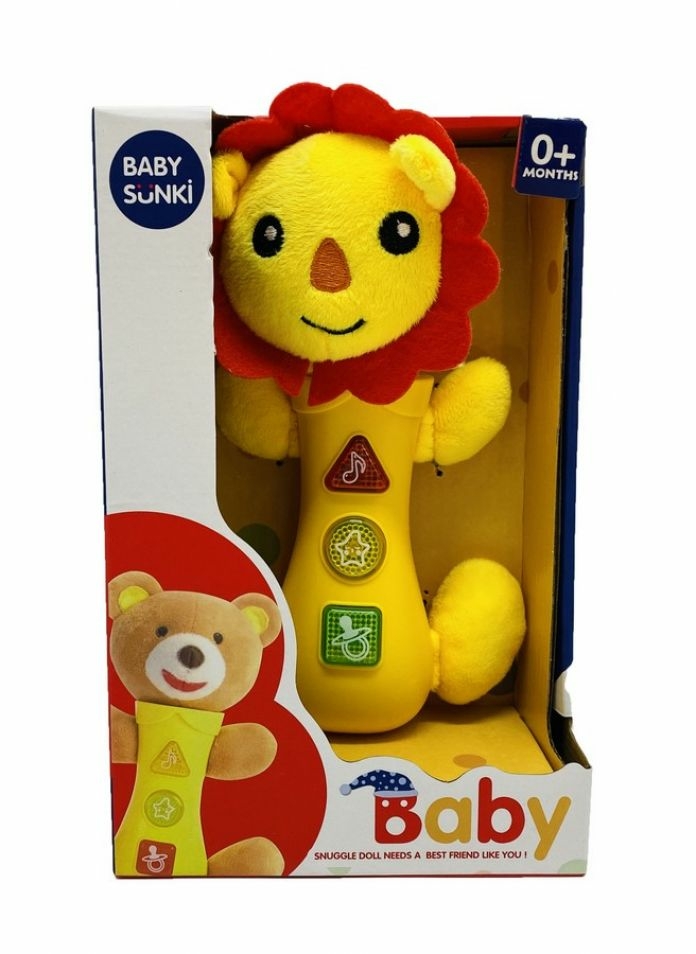 Peluche Muñeco Didactico Leon Con Luz Y Sonido Baby Sunki sonajero - 21 Cm