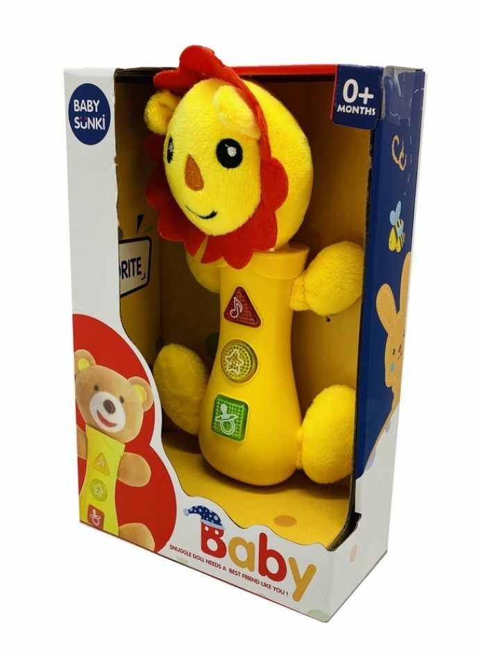 Peluche Muñeco Didactico Leon Con Luz Y Sonido Baby Sunki sonajero - 21 Cm
