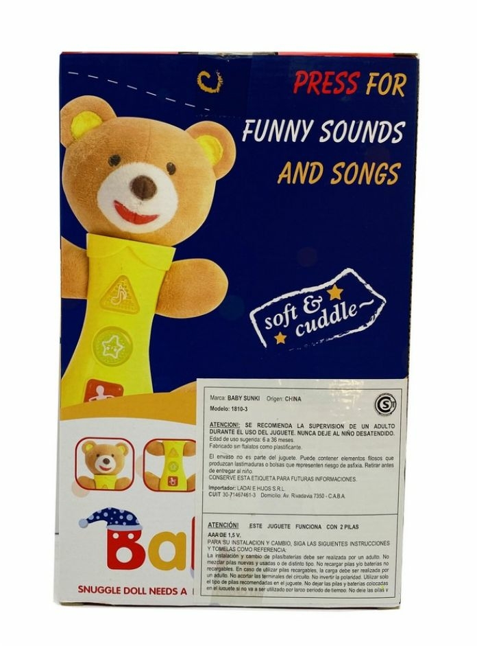 Peluche Muñeco Didactico Leon Con Luz Y Sonido Baby Sunki sonajero - 21 Cm