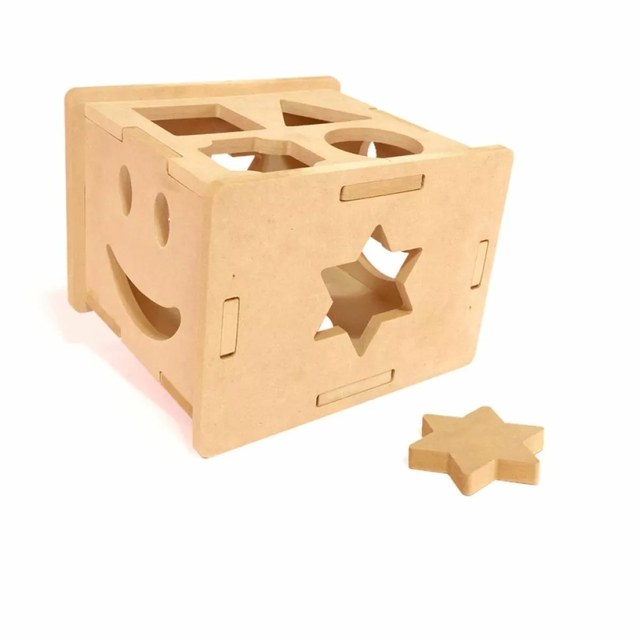 Cubo con Encastres Didactico En Madera MDF Montessori