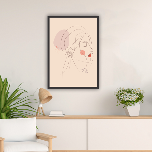 Quadro Minimalista Rosto Feminino Perfil