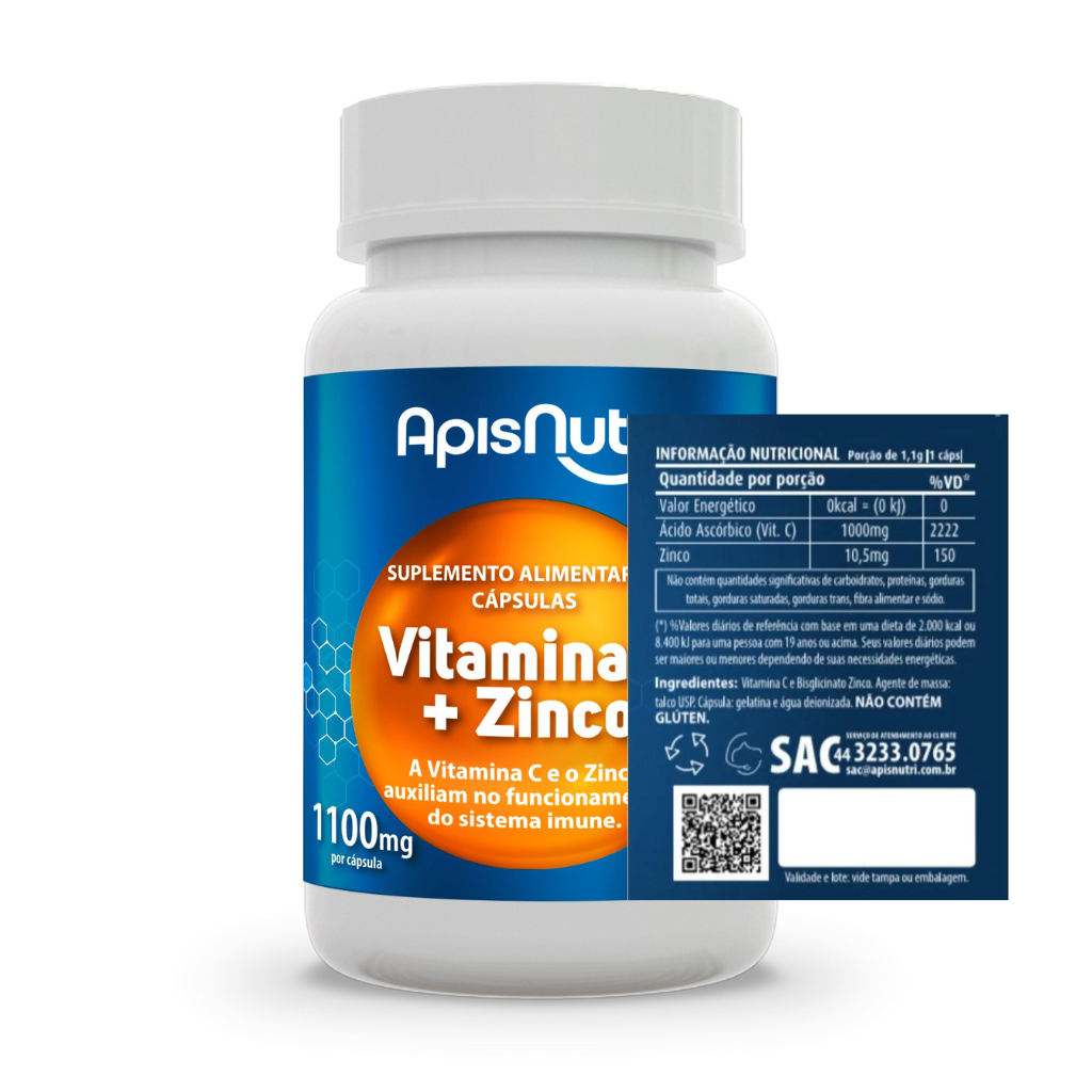 VITAMINA C + ZINCO 60 CAPS - APISNUTRI