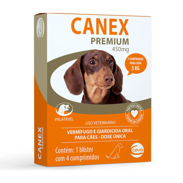 Canex Premium Vermífugo Cães até 5kg 450mg 4 Comprimidos