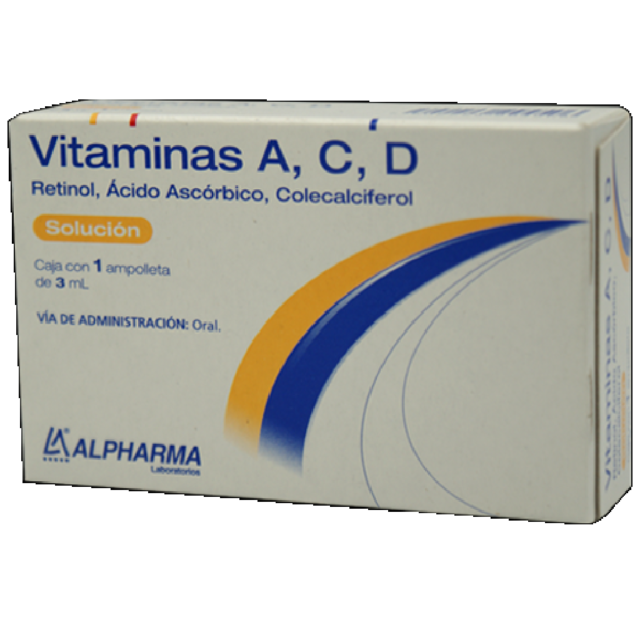 VITAMINAS A,C,D 7800UI/600MG/1200UI/3ML AMP ING C/1 *ALP*