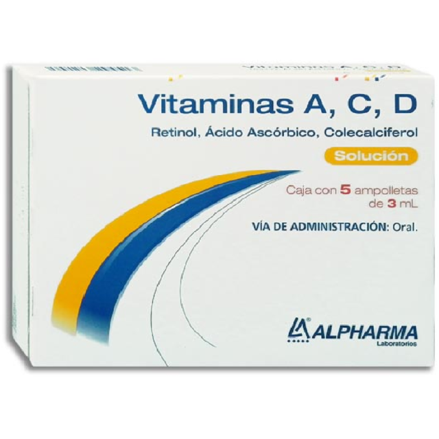 VITAMINAS A,C,D 7800UI/600MG/1200UI/3ML AMP ING C/5 *ALP*