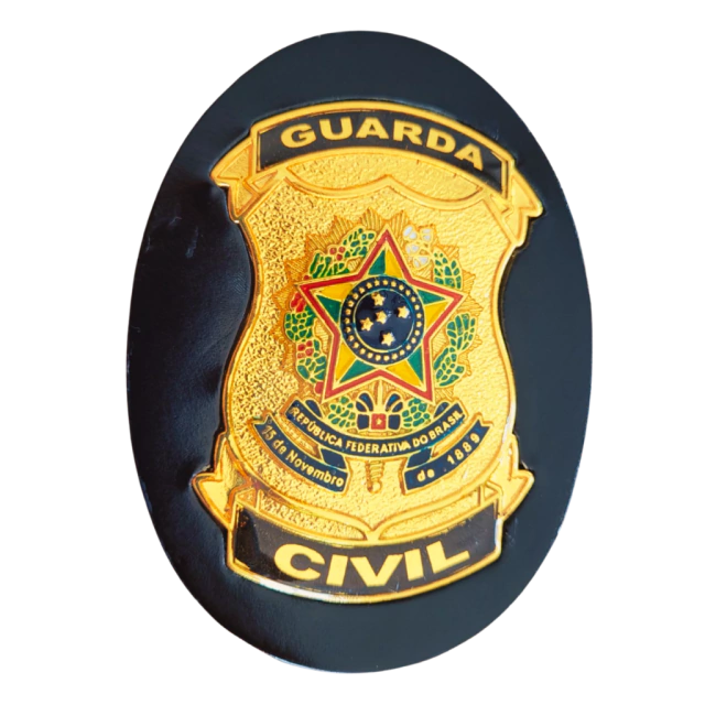 Bolachão distintivo em couro com brasão - Guarda Civil