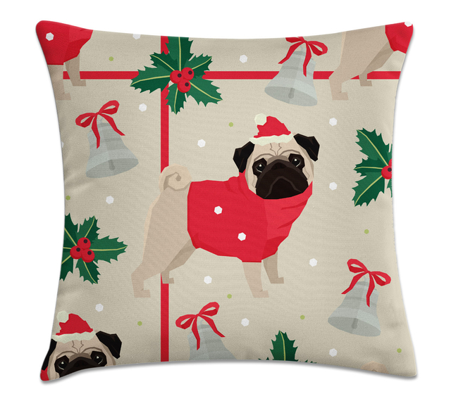 Capa de Almofada Natal 45x45 - Pug - Kombigode Store