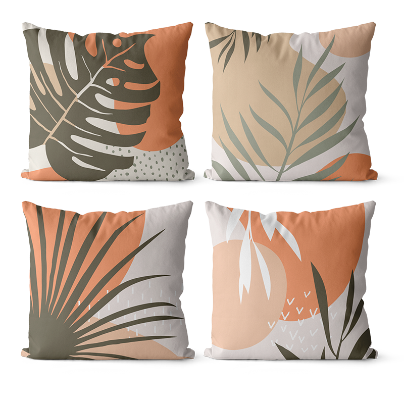 Kit 4 Capas De Almofadas 45x45 - Floral Moderna Folha