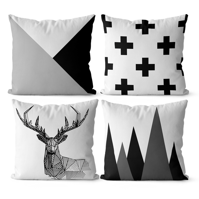 Kit 4 Capas De Almofadas 45x45 - PB Geométrico