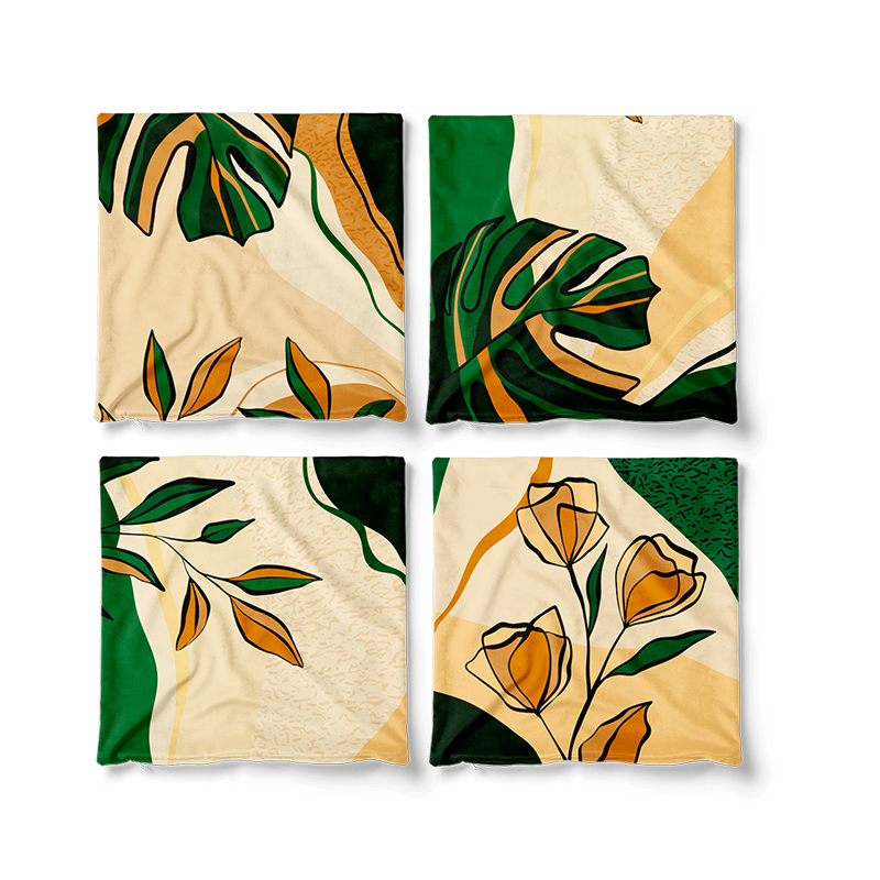 Kit 4 Capas De Almofadas 45x45 - Floral Verde