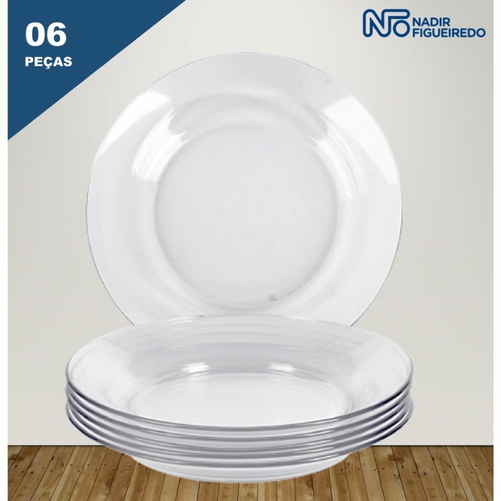 Jogo Prato de Vidro Fundo Transparente Temperado