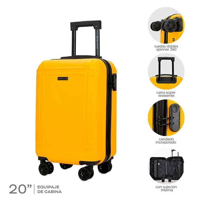 Valija de Cabina Carry On Travel Tech Amarilla - VALIJAS ARGENTINA