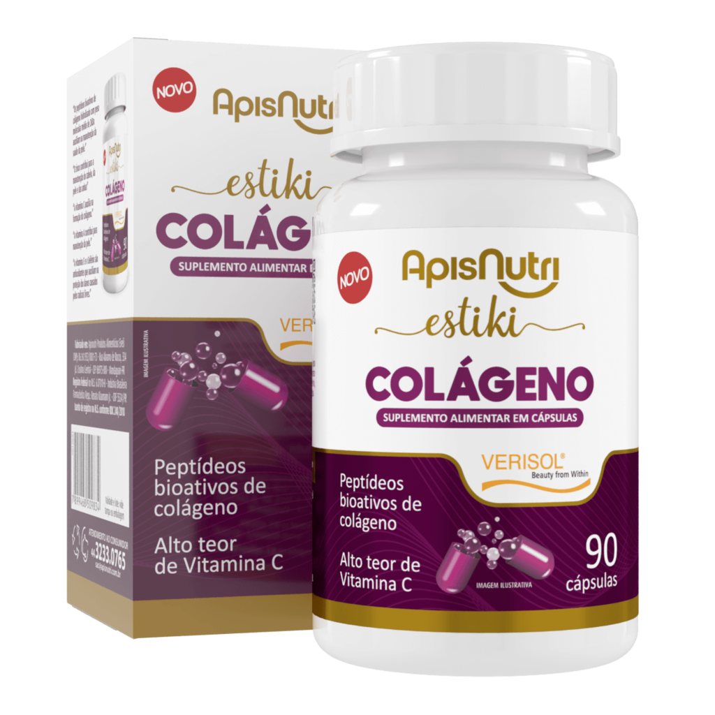 Estiki colágeno c/ vitaminas e minerais - 90 caps - Apisnutri