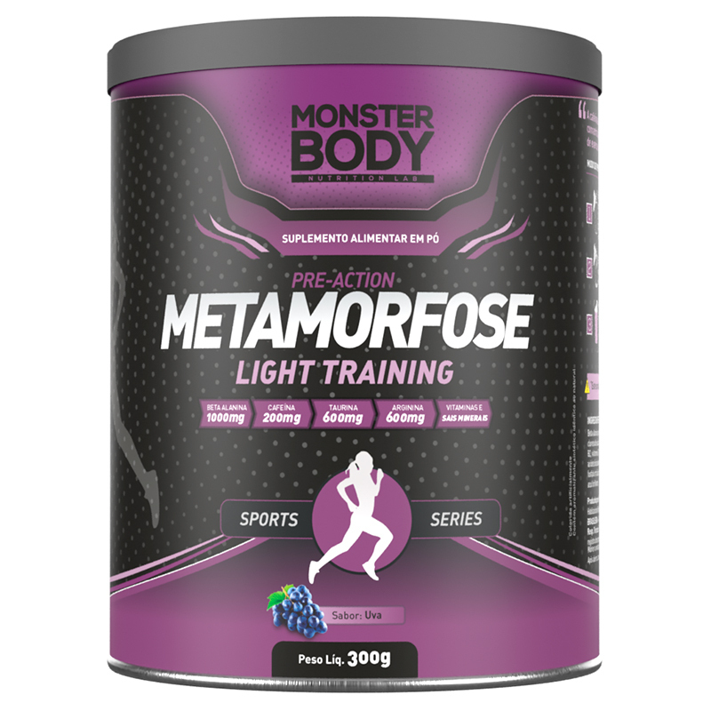 Metamorfose Light Training - Monster Body - 300g - Sabor uva - Supra ervas