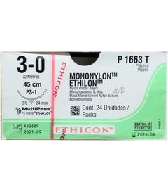 Mononylon Ethilon 3-0 Aguja PS-1 de 24 mm con Hebra de 45 cm Marca ...